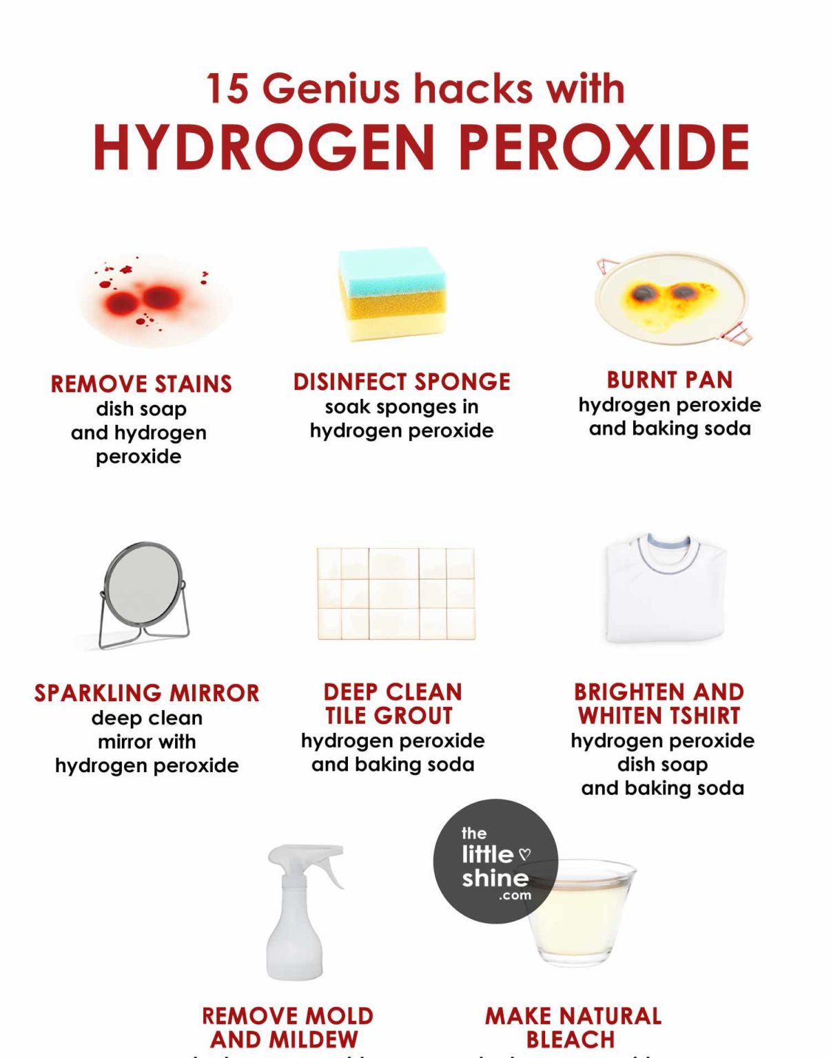 15 BEST HACKS USING HYDROGEN PEROXIDE - The Little Shine