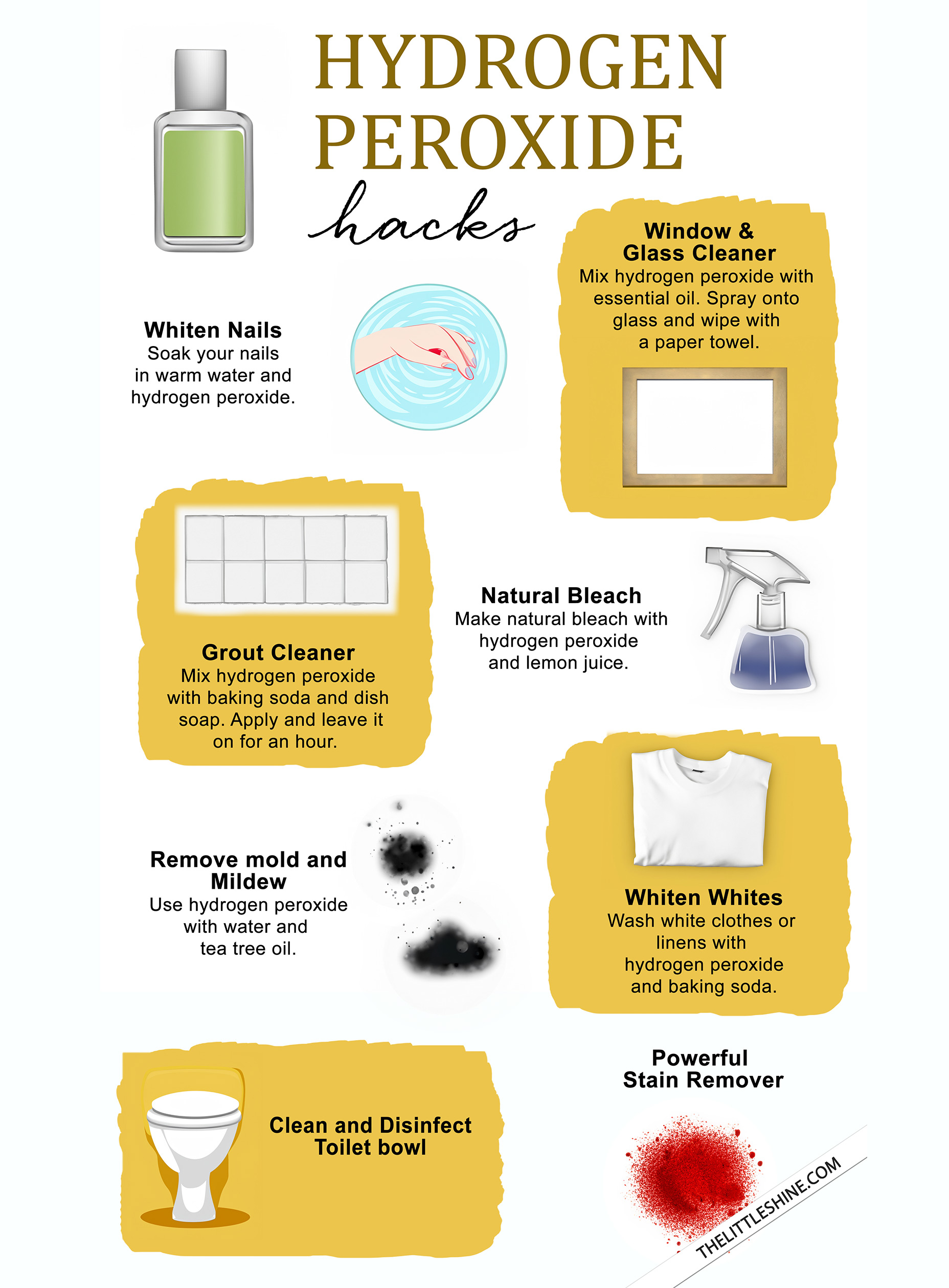 15 BEST HACKS USING HYDROGEN PEROXIDE - The Little Shine