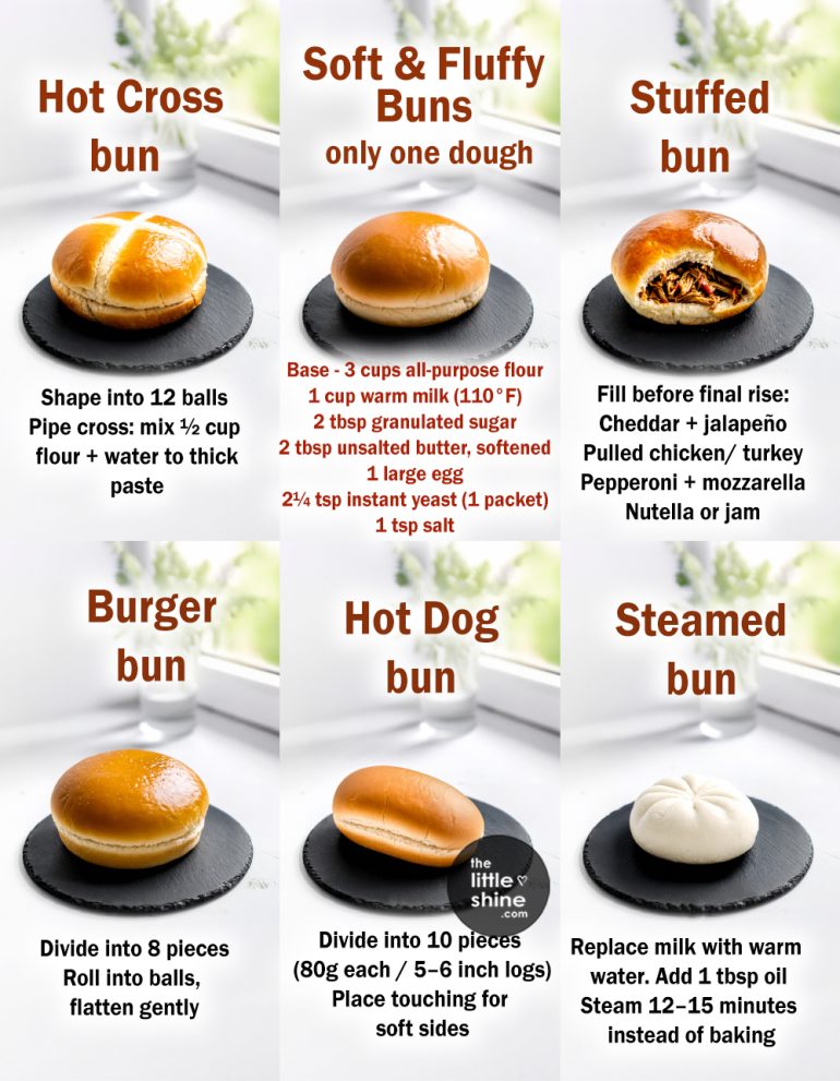 Soft & Fluffy Buns Every Time — Base Recipe + Flavor Variations - The ...